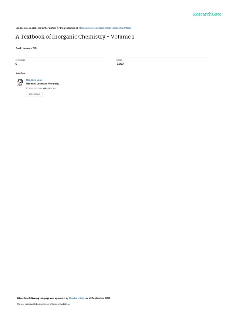 A Textbook of Inorganic Chemistry - Volume 1: January 2017 | PDF ...