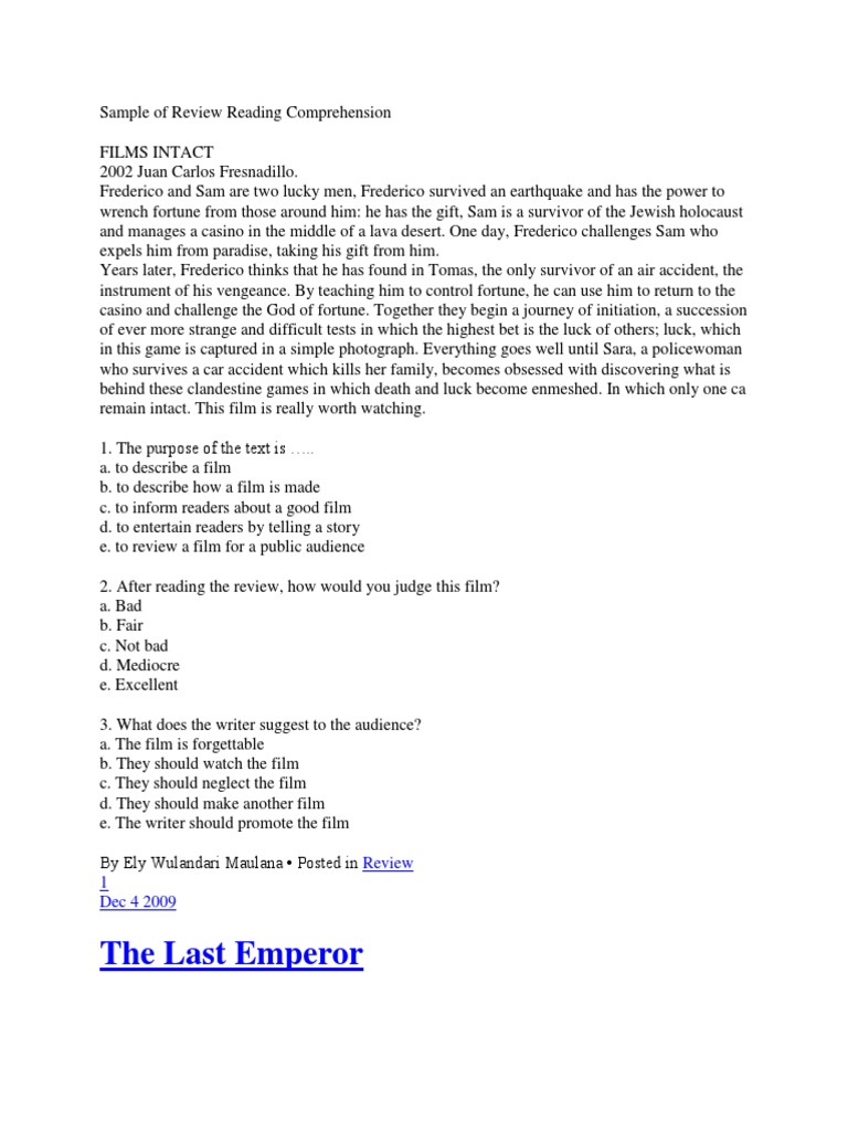 The Last Emperor: Review 1 Dec 4 2009 | PDF | The Princess Diaries ...