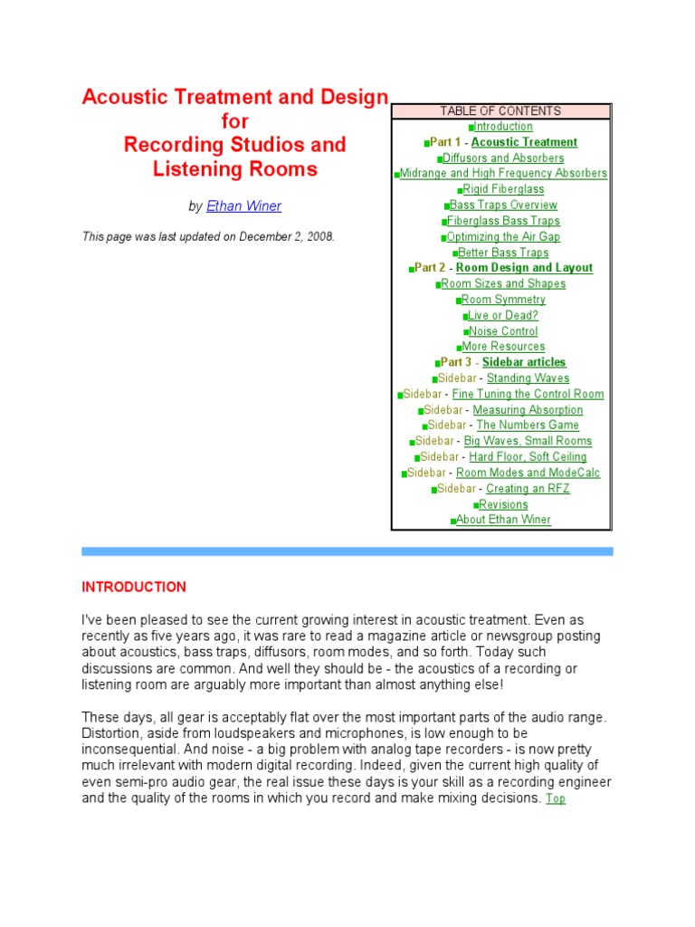 Acoustic Treatment for Studios | PDF | Loudspeaker | Waves