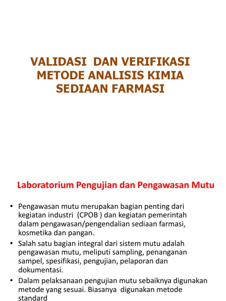 Parameter Validasi Metode Analisis | PDF | Sains & Matematika ...