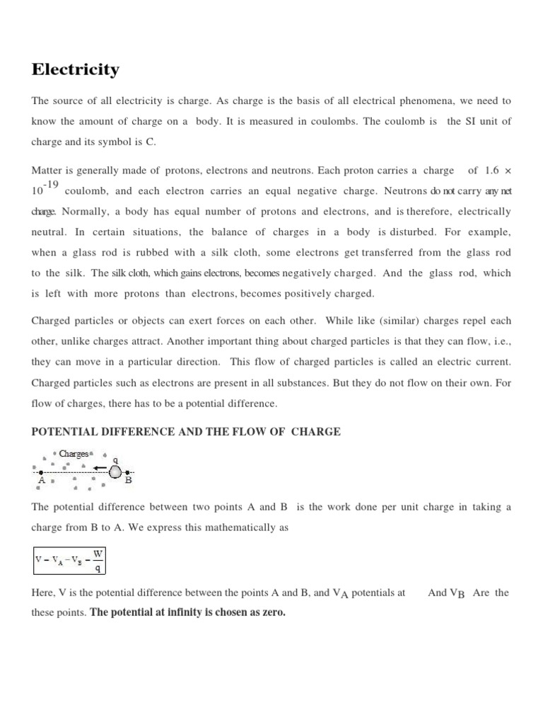 Electricity: Potential Difference and The Flow of Charge | PDF | Series ...