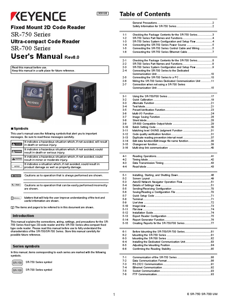 User's Manual: SR-750 Series SR-700 Series | PDF | Laser | Power Supply
