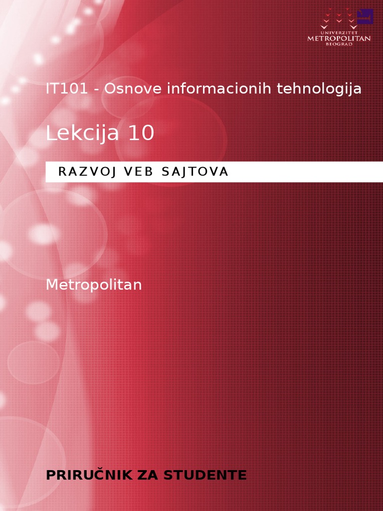 Lekcija 10: IT101 - Osnove Informacionih Tehnologija | PDF