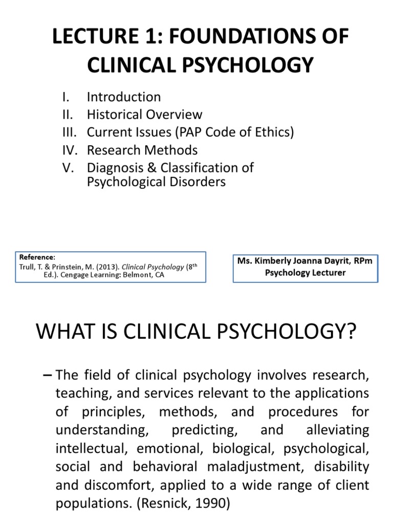 Lecture 1: Foundations of Clinical Psychology | PDF | Clinical ...