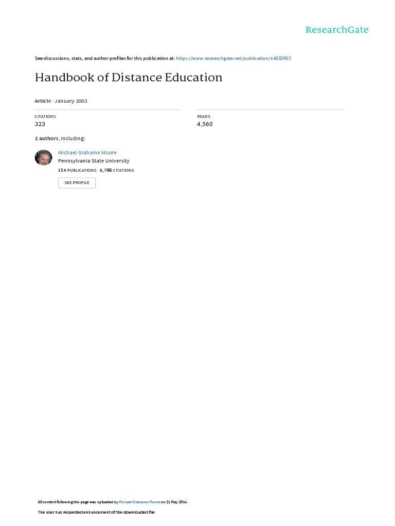 Handbook of Distance Education: January 2003 | PDF | Distance Education ...