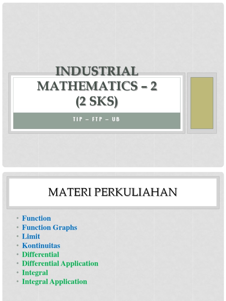 Industrial Mathematics - 2 (2 SKS) : Tip - FTP - Ub | Download Free PDF ...