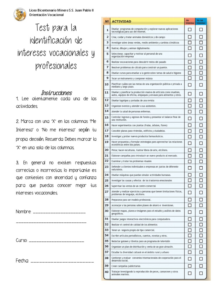 Test Orientación Vocacional