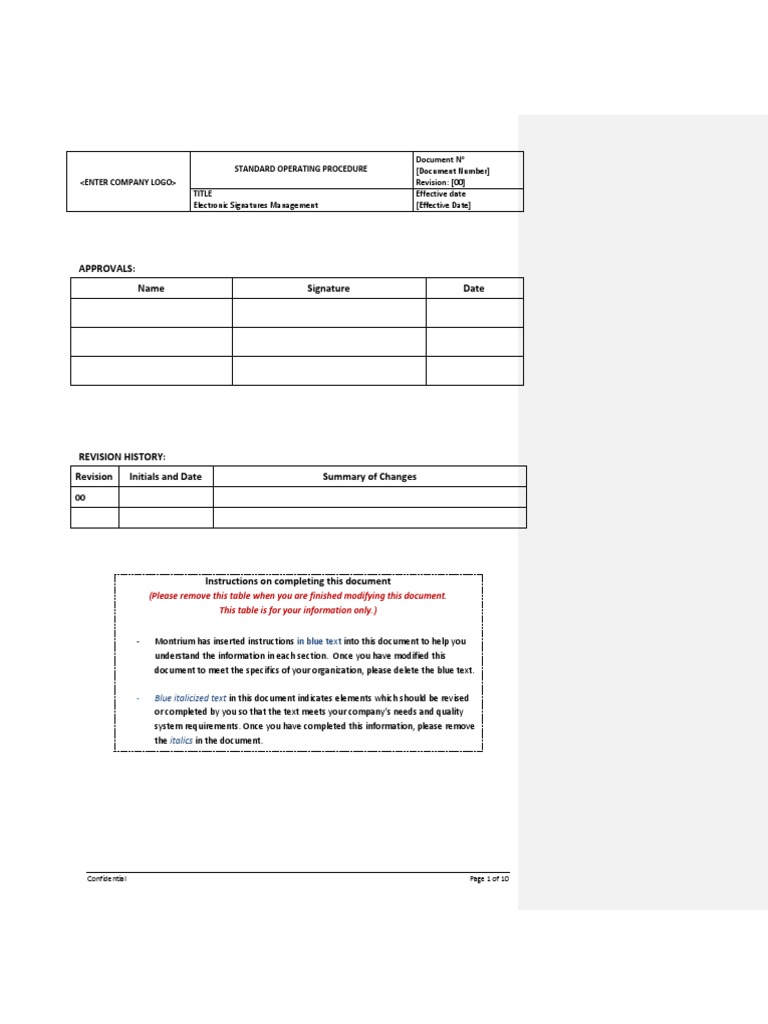 Electronic Signatures Management SOP Sample | PDF | Human Resources ...