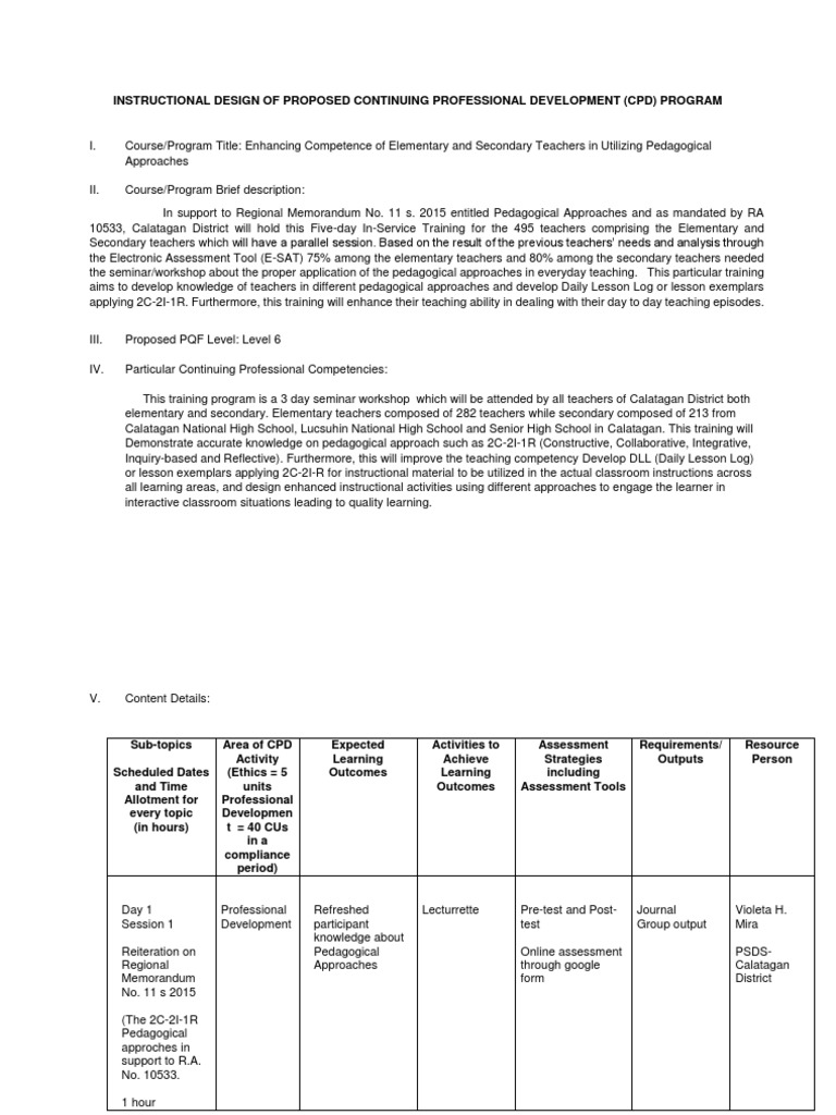Annex 1 PRC Instructional Design Template 1 1 1 | PDF | Instructional ...