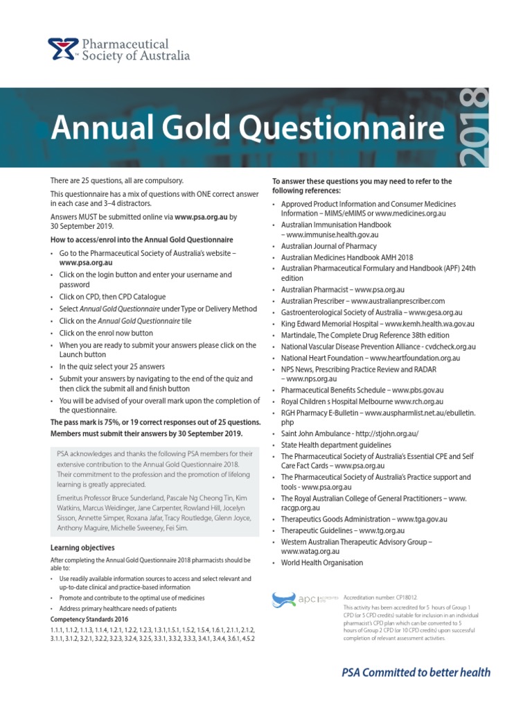 5502 PSA Annual Gold Questionnaire 2018 v3 | PDF | Coeliac Disease ...