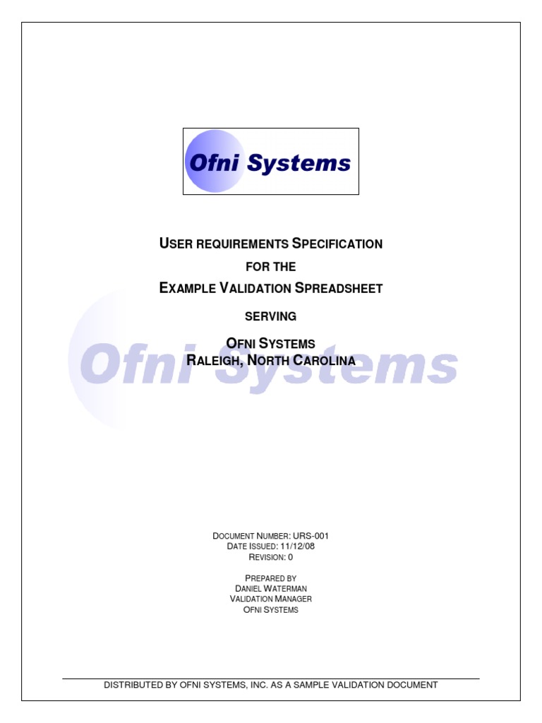 Validation Document for Ofni Systems | PDF | Verification And ...