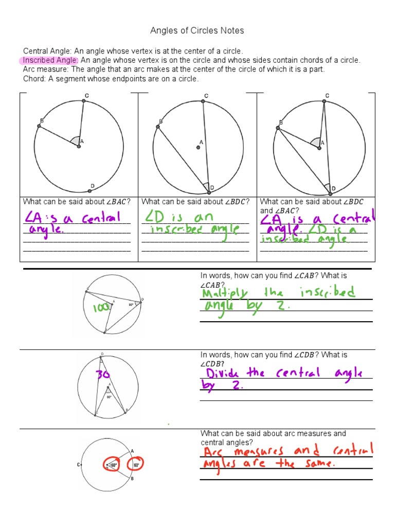 Geometry Unit 4a Circles 2019 | Download Free PDF | Circle | Angle