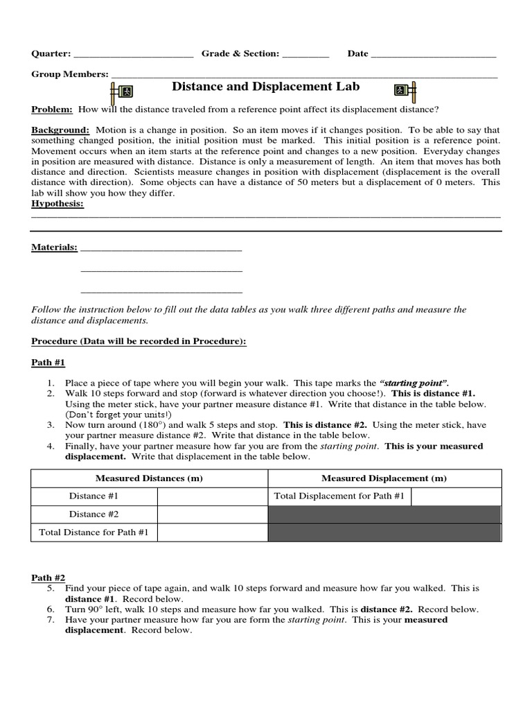 Worksheet in Physics 1 (LABPT - 1st Quarter) | PDF | Distance | Metre