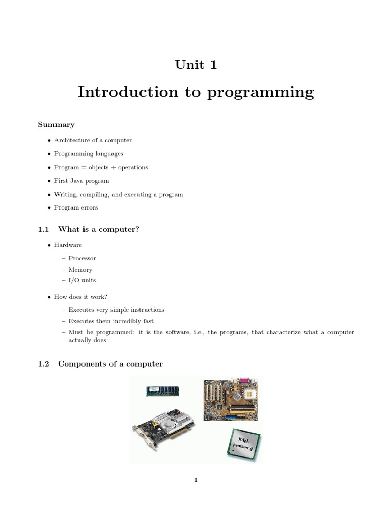 Introduction To Programming Unit 1 Pdf Programming Language 