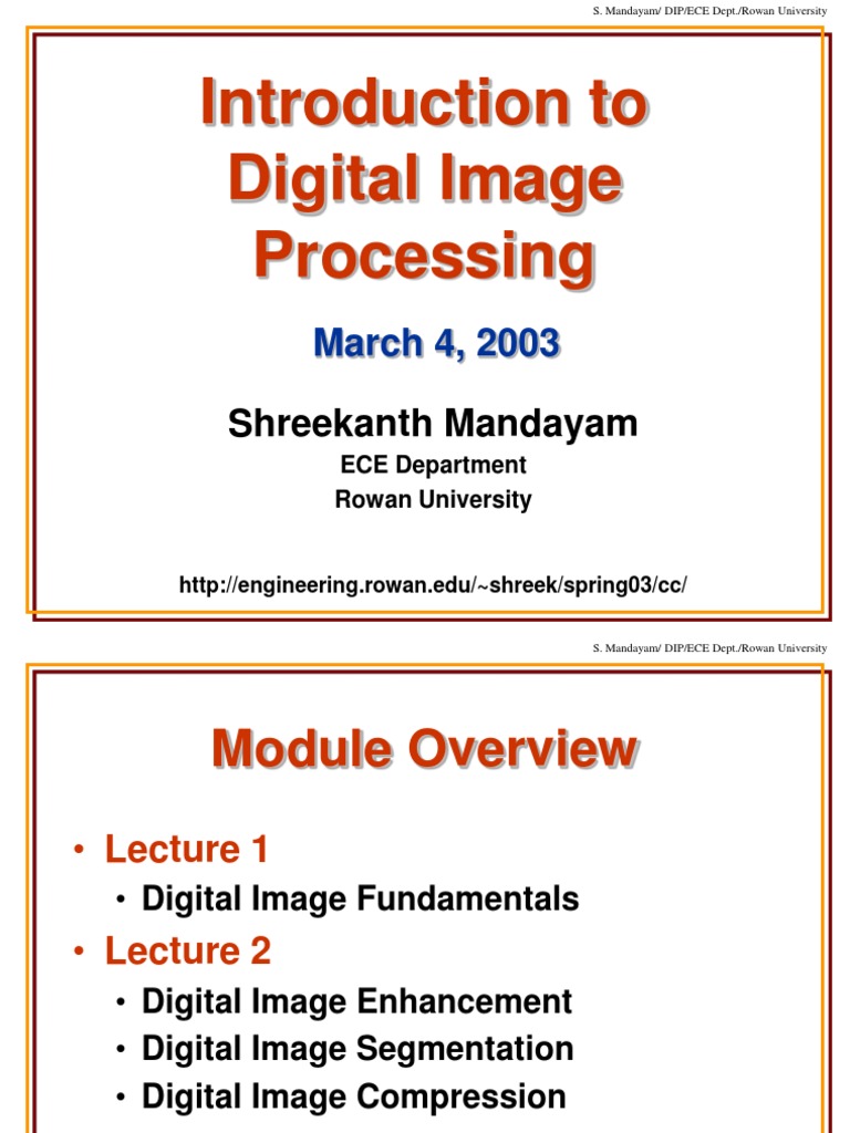 Introduction to Digital Image Processing: An Overview of Fundamental ...