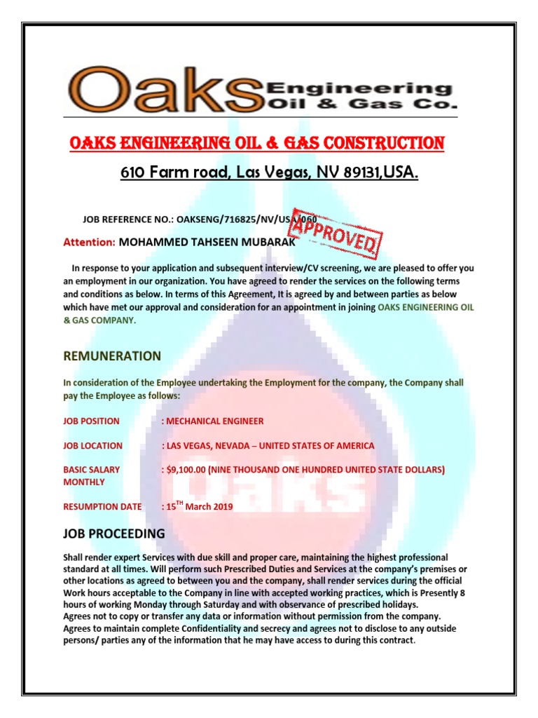 Oaks Engineering Contract of Agreement | PDF | Security Clearance ...