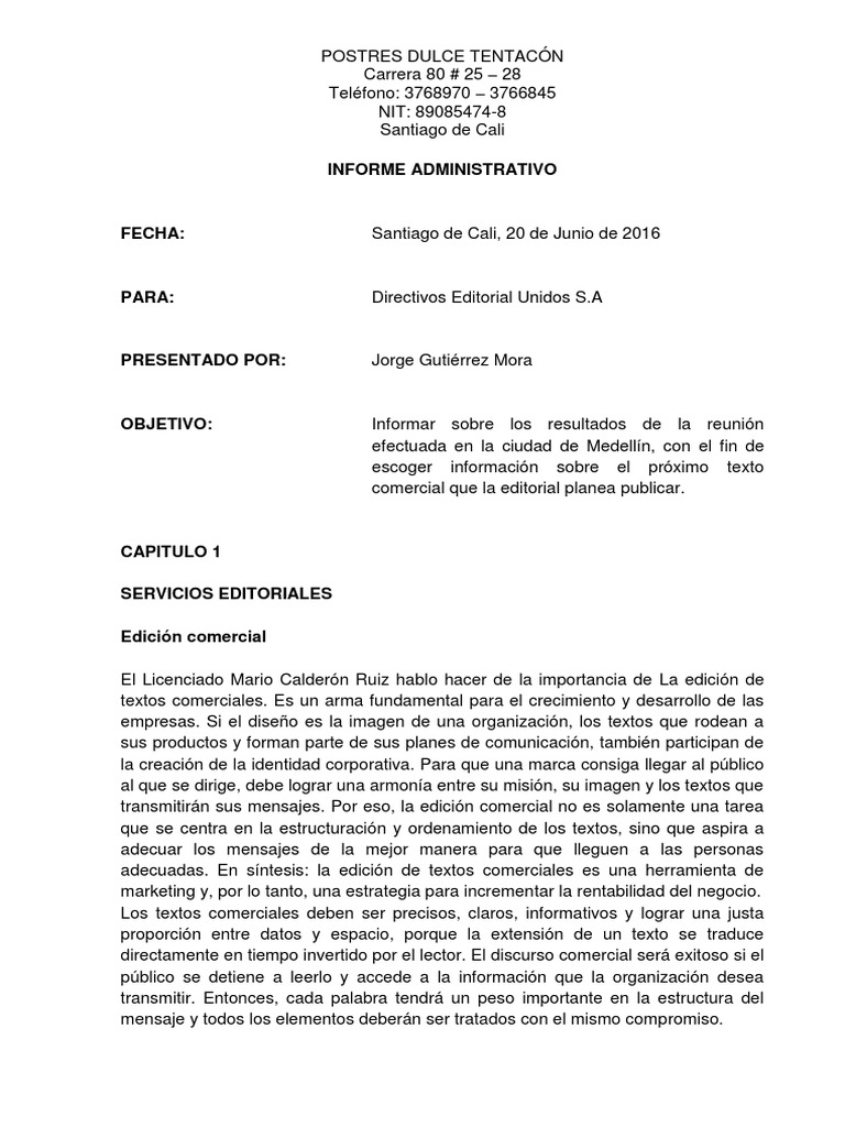 Informe Administrativo | PDF