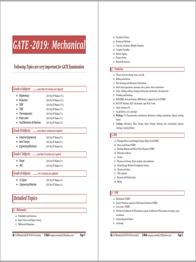 GATE Mechanical Engineering Study Guide | PDF | Fluid Dynamics | Gases