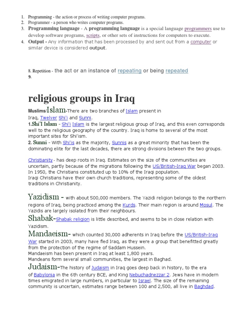 Religious Groups in Iraq: Islam | PDF