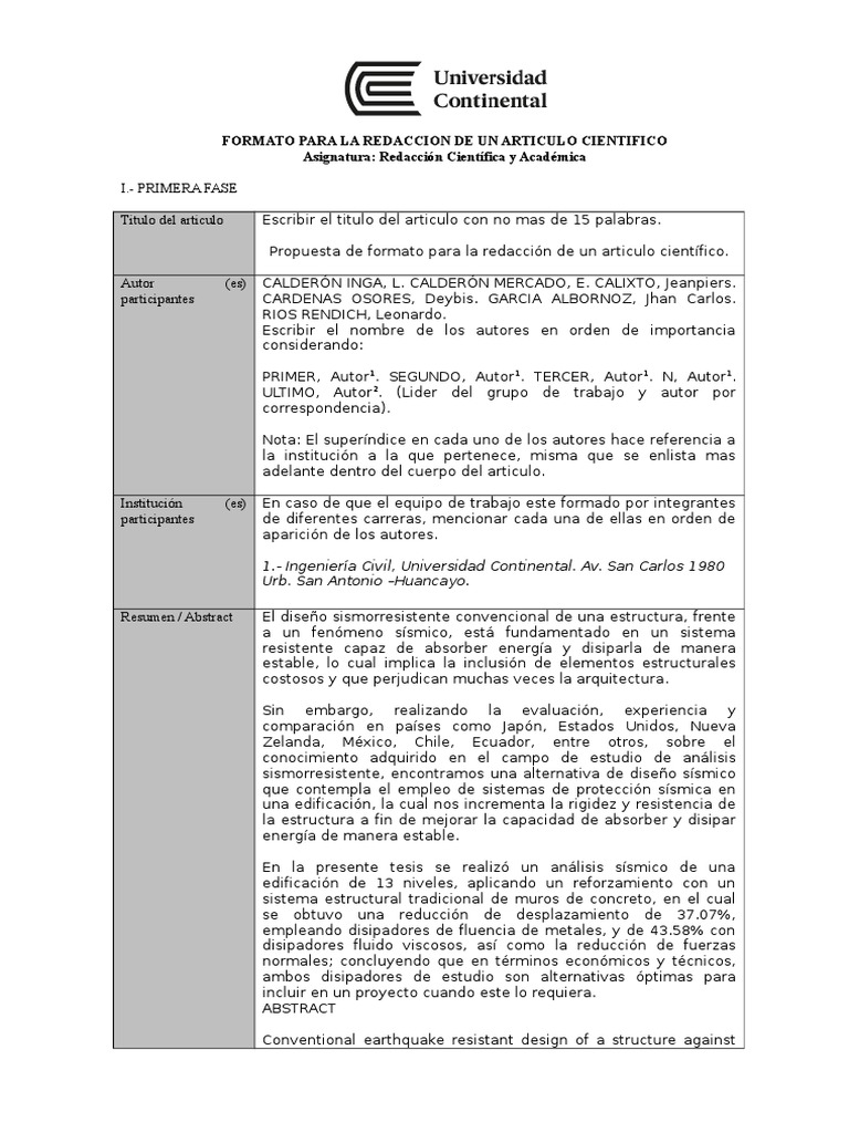 FORMATO Articulo Cientifico RC1 | PDF | Sumario abstracto) | Tipografía