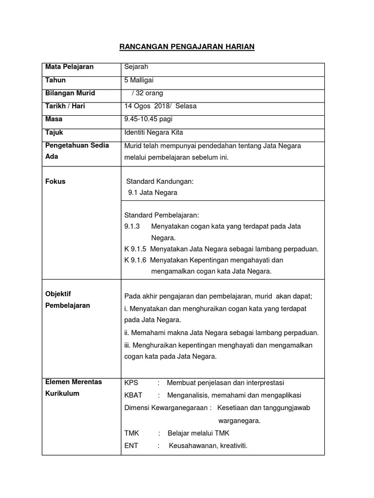 RPH Sej 5M | PDF | Karier & Perkembangan | Seni