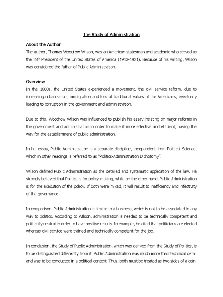 The Study of Administration About The Author | PDF