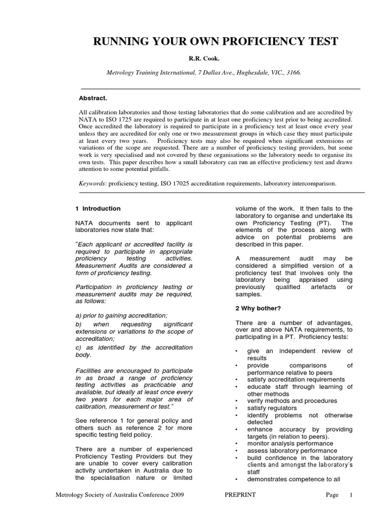 Run Your Own Proficiency Test | PDF | Calibration | Outlier