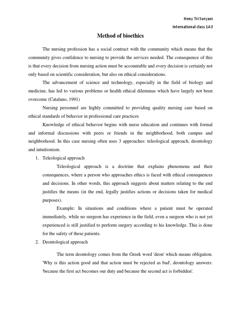 Method of Bioethics Heny Tri Suryani | PDF | Bioethics | Nursing