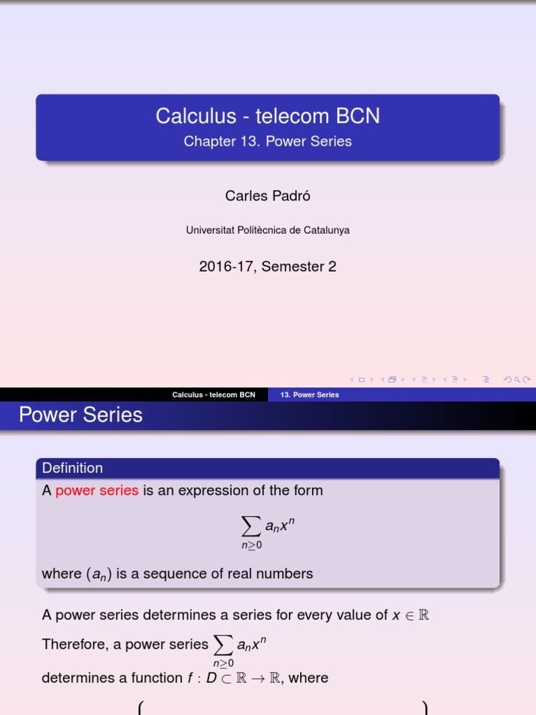Calculus - Telecom BCN: Chapter 13. Power Series | PDF | Power Series ...