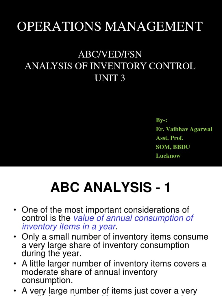 ABC-VED-FSN-unit 3 PDF | Download Free PDF | Inventory | Supply Chain ...