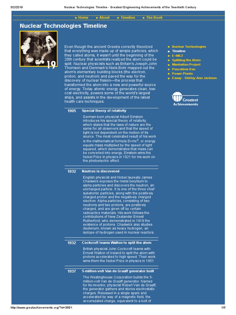 Nuclear Technologies Timeline | PDF | Nuclear Reactor | Nuclear Fission