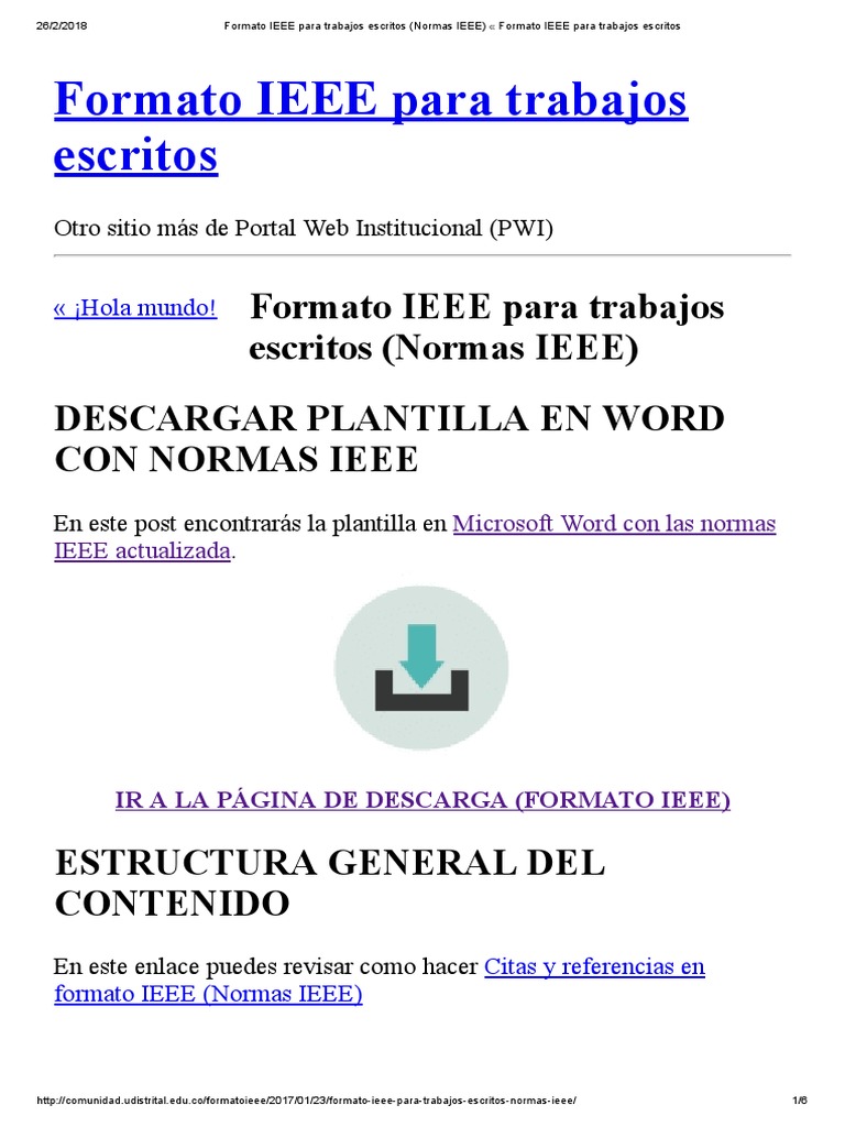 IEEE Formato para Trabajos Escritos - Normas IEEE | PDF | Microsoft Word | Informática y ...