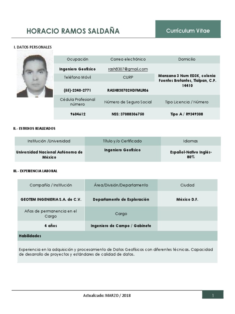 CV Horacio Ramos | PDF | Ciudad de México | México