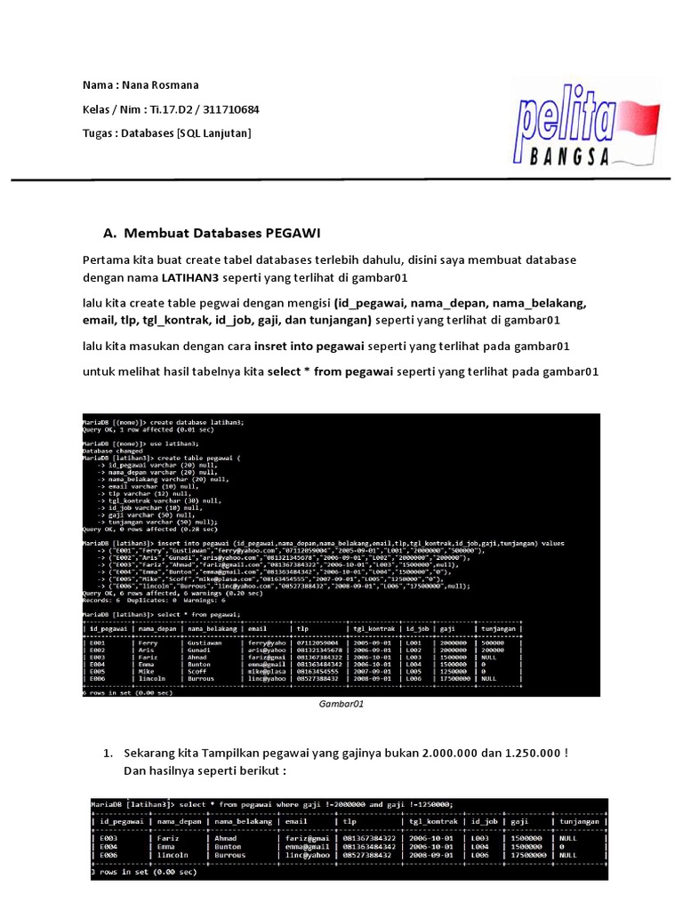 SQL Lanjutan Menggunakan Xampp Membuat Data Pegawai Dan Pet Shop | PDF