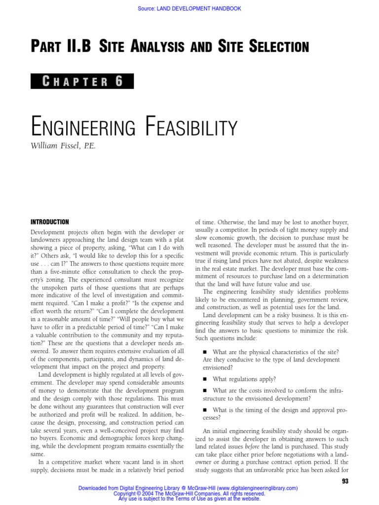 Ch6 Engineering Feasibility | PDF | Feasibility Study | Land Lot