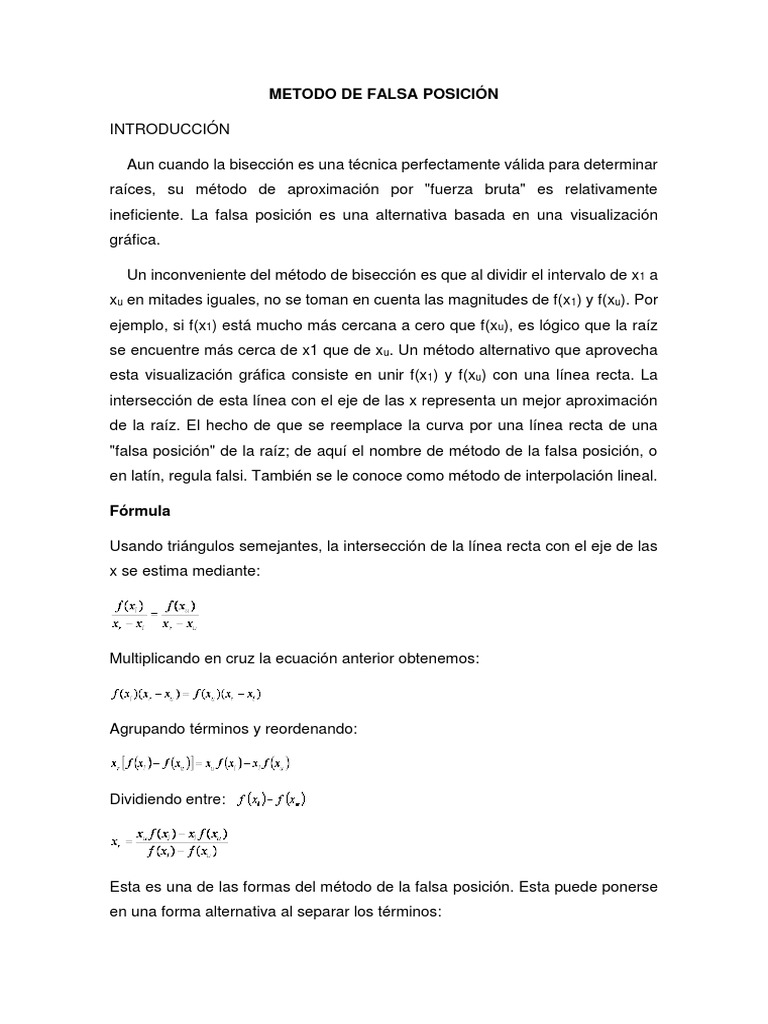 Metodo de Falsa Posición | PDF | Ecuaciones | Análisis
