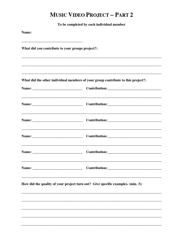 Music Video Project Part 1 | PDF | Musical Compositions | Communication