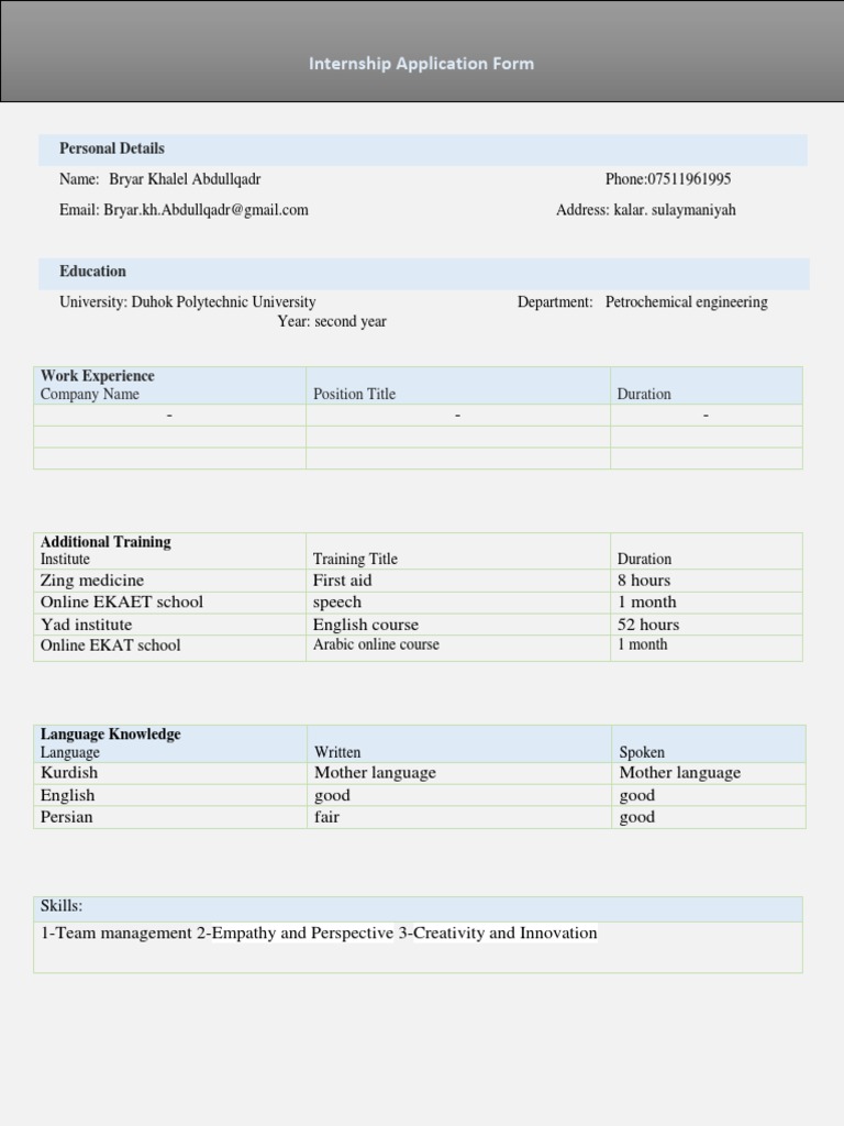 Student Application Form | PDF