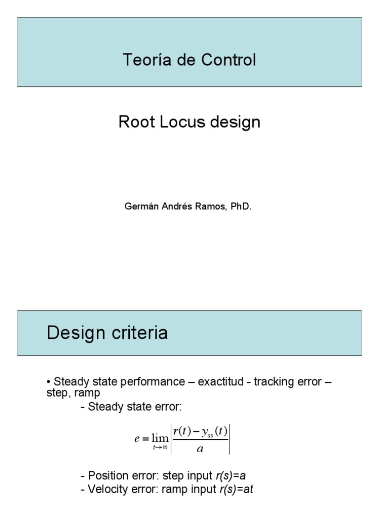 Root Locus Design Criteria Guide | PDF | Control Theory | Electronic Engineering