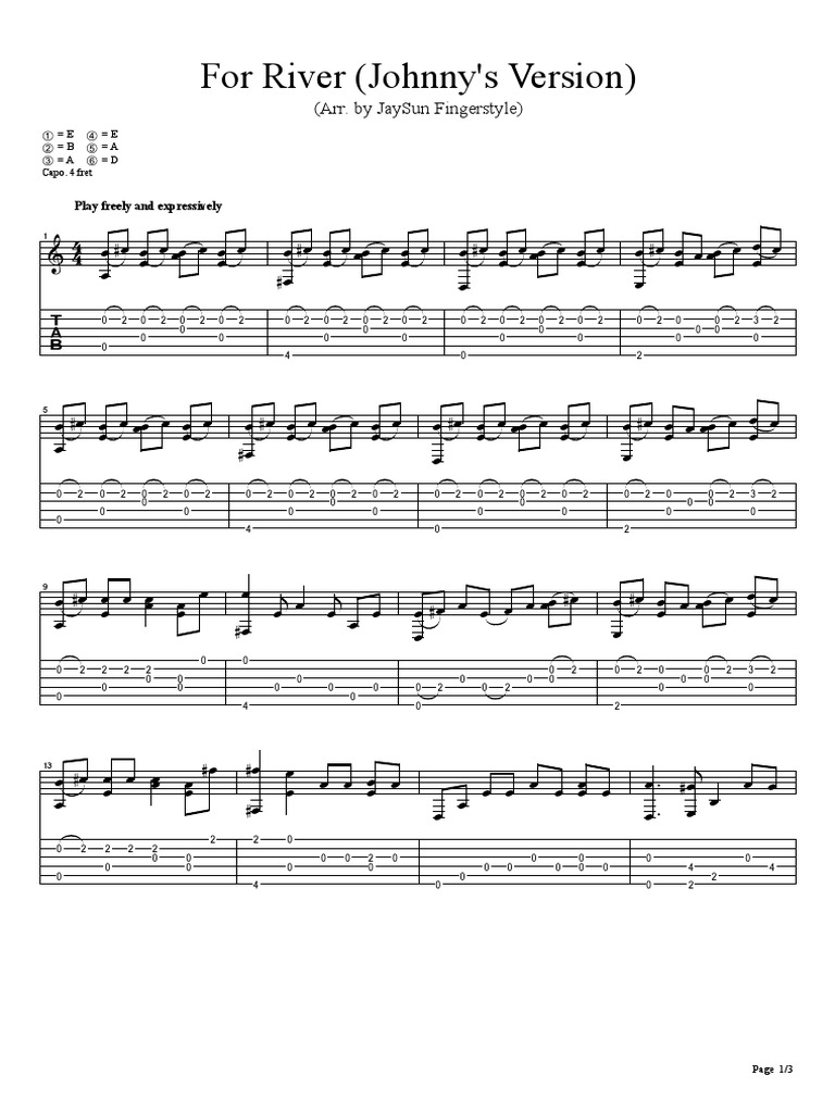 For River (Johnnys Version) | PDF | Chordophones | String Instruments