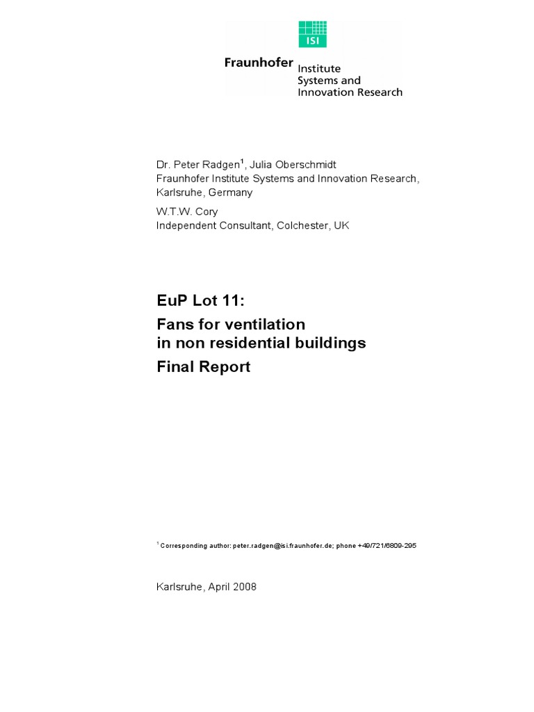 2008 04 28 Lot 11 Fans Report Final PDF | PDF | Life Cycle Assessment ...