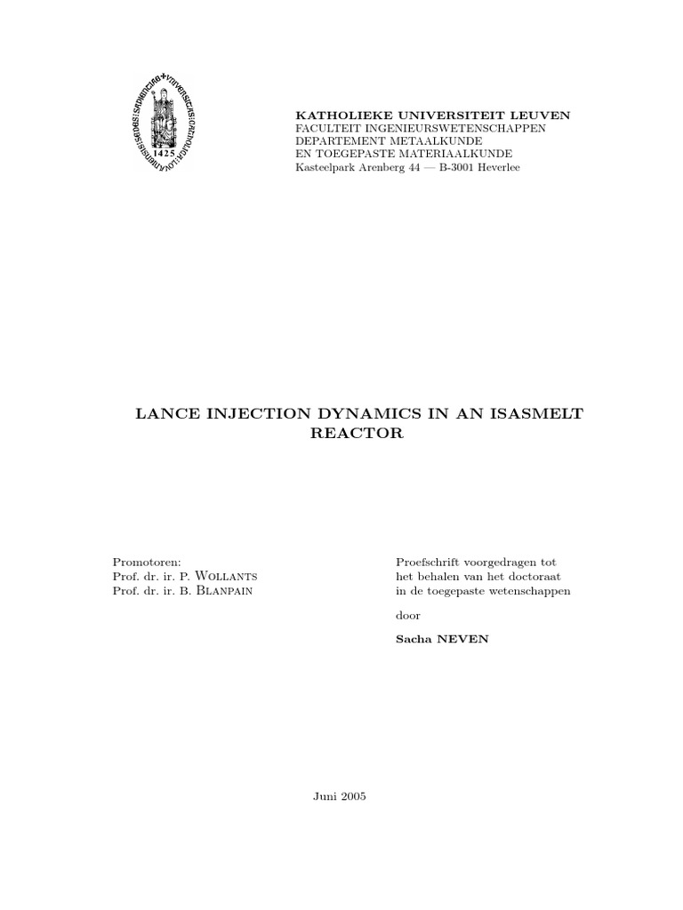 Lance Injection Dynamics ISASMELT Furnace PDF | PDF