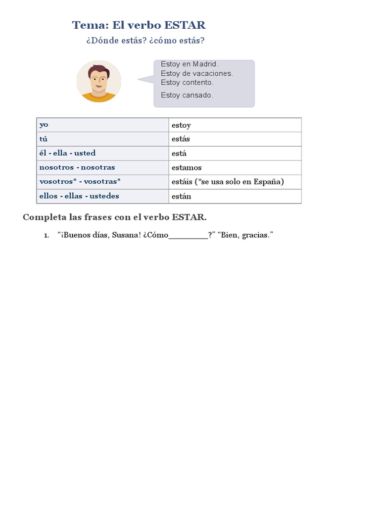 Uso del verbo estar en español | PDF