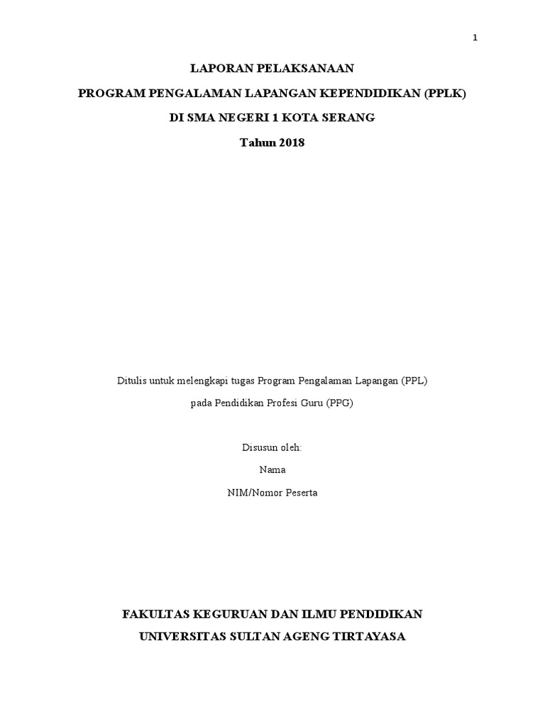 Contoh Laporan PPL PPG | PDF