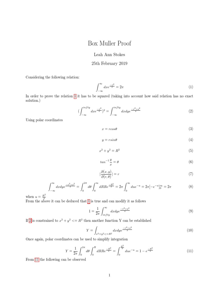 Box Muller Proof | PDF | Normal Distribution | Mathematical Objects