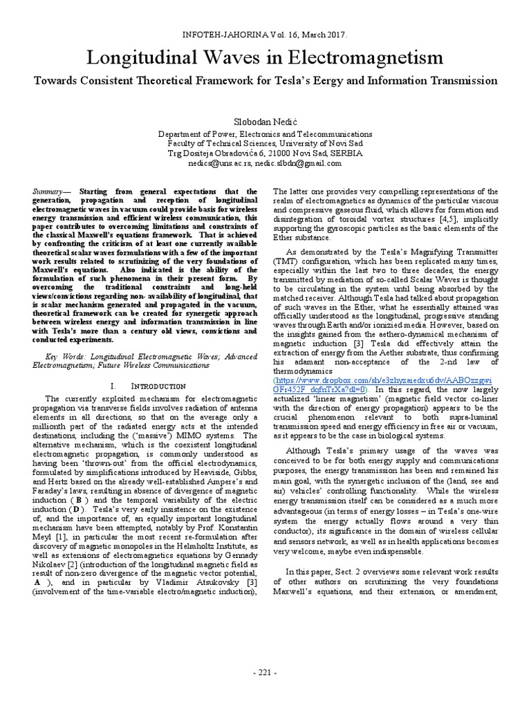 Longitudinal Waves in Electromagnetism | Download Free PDF | Maxwell's ...