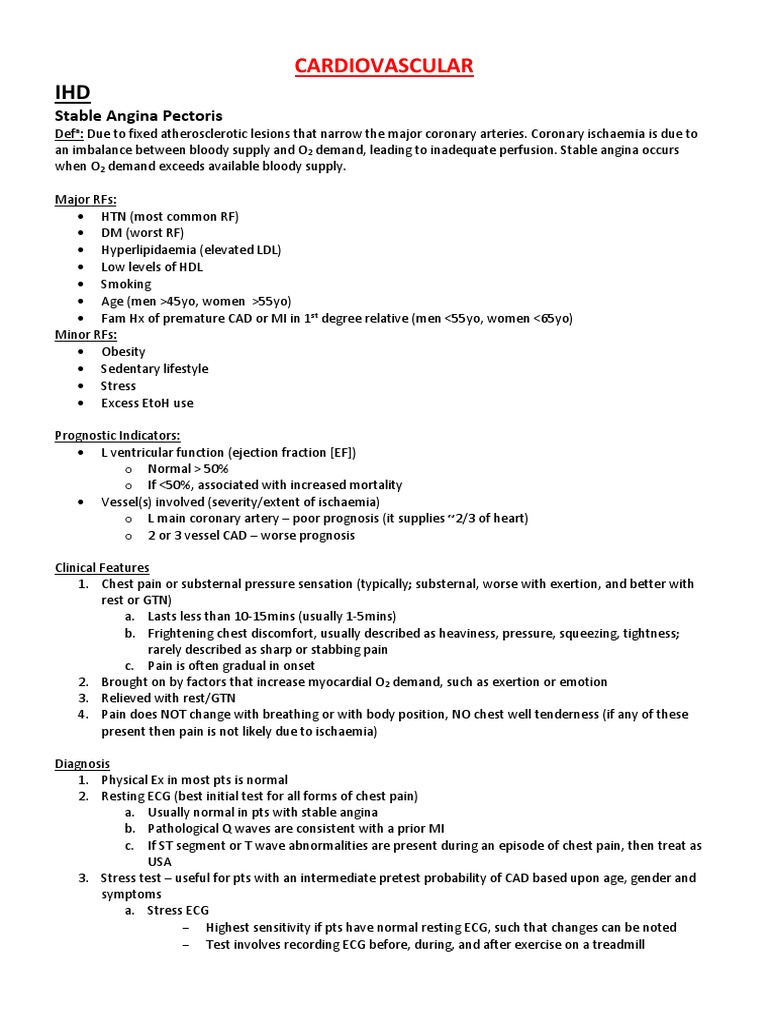 Cardiovascular: Stable Angina Pectoris | PDF | Electrocardiography ...