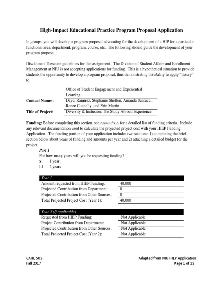 HIP Program Proposal | PDF | International Student | Service Learning