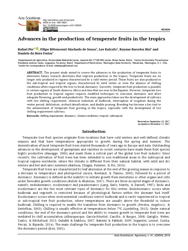 Temperate Fruit Production in Tropics | PDF | Trees | Plant Breeding
