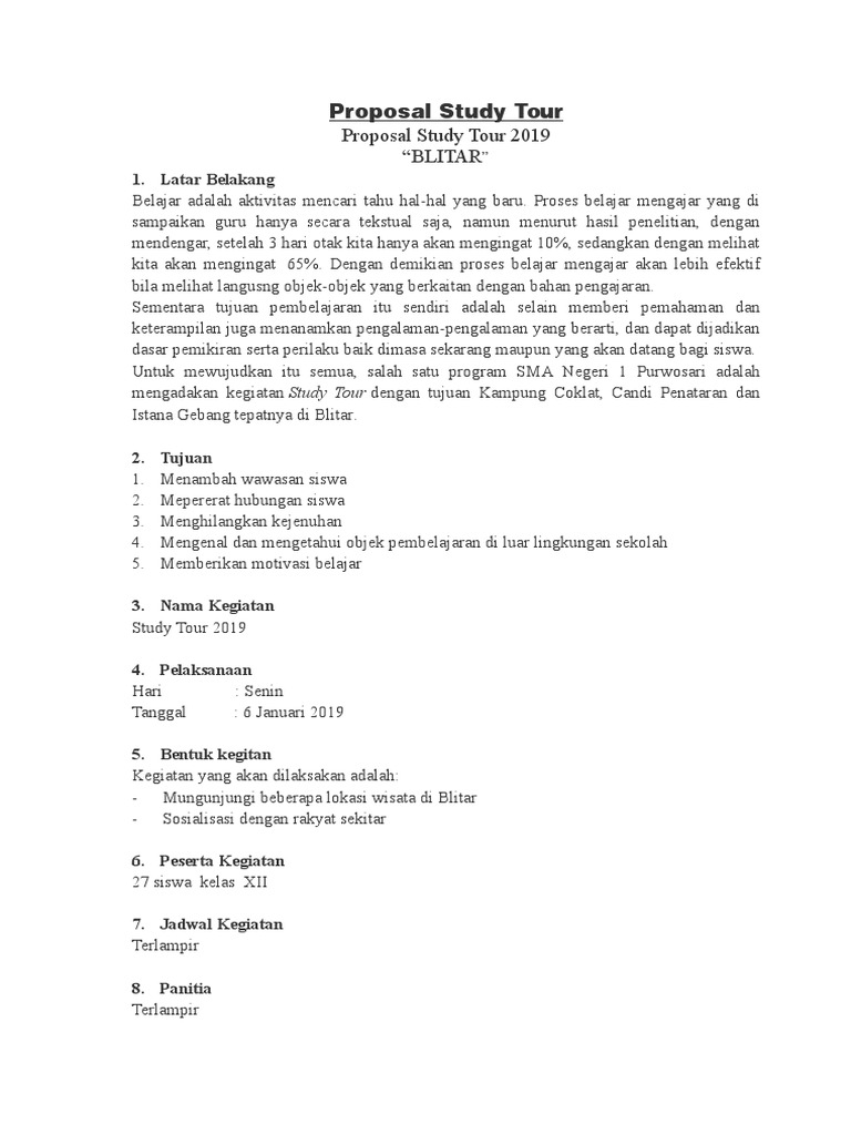 Proposal Study Tour | PDF